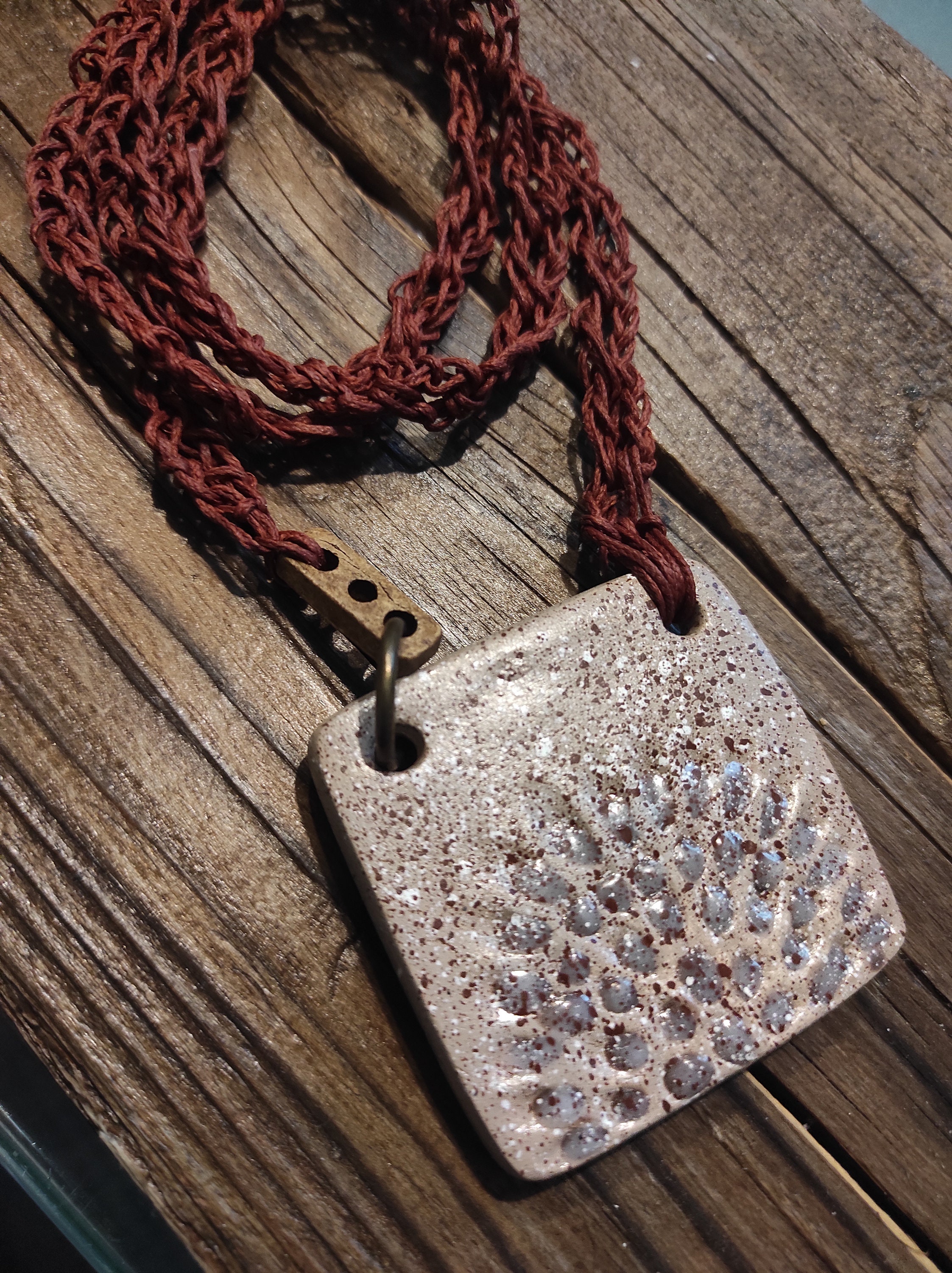 Handmade Stone Effect Necklace Pendant Boho Style Gift Idea Hand ...
