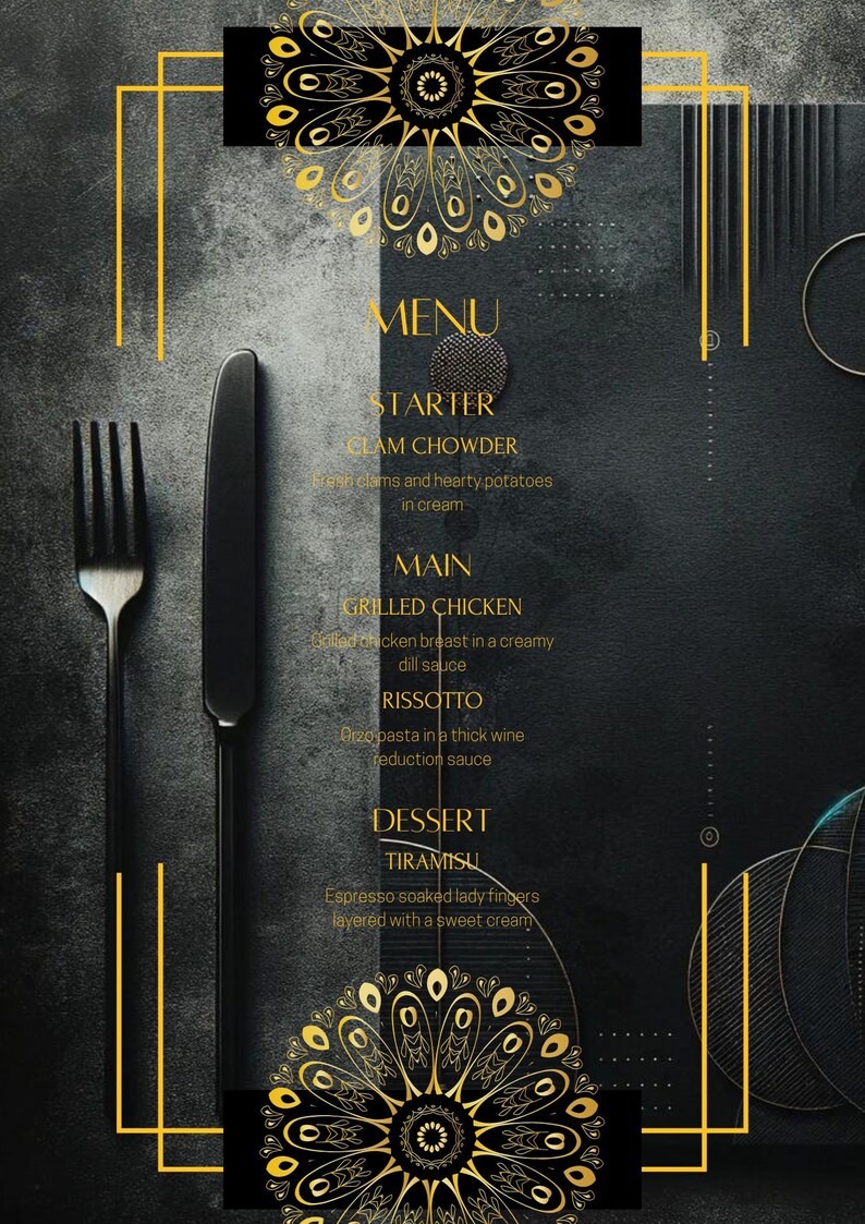 Printable Menu Template, Instant Download, Editable, Templett, FPE ...