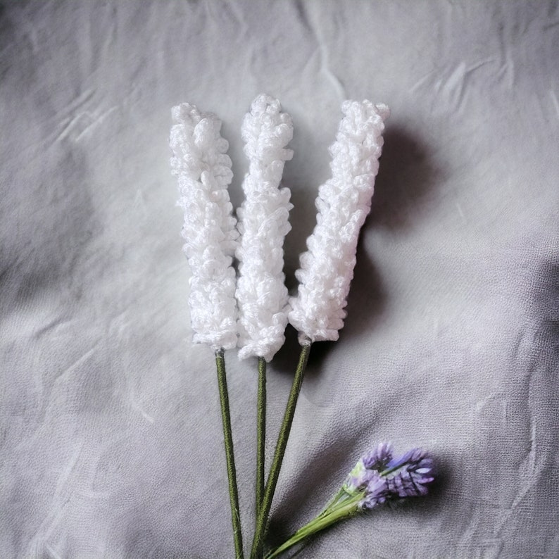 Crochet Lavender Flower Bouquet Handmade Sprig Home Decor Unique Gift ...
