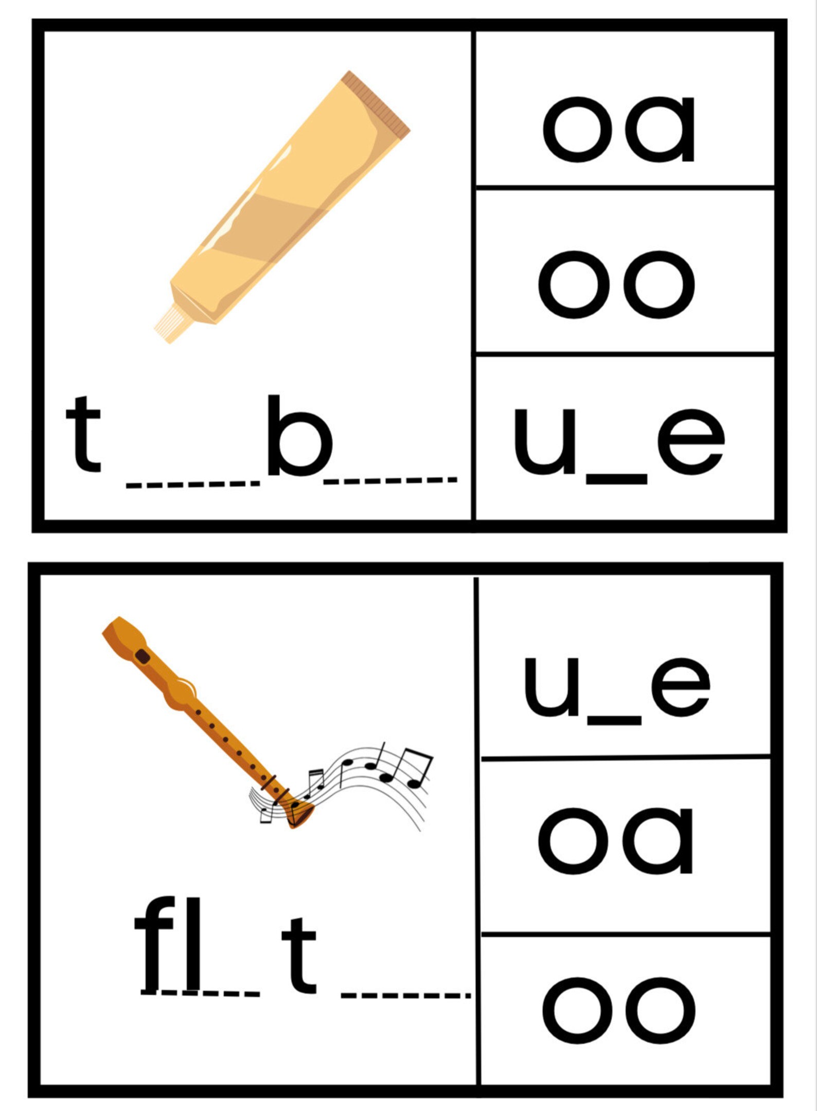 Printable Flashcards Long Vowel Sound for Kids - Etsy