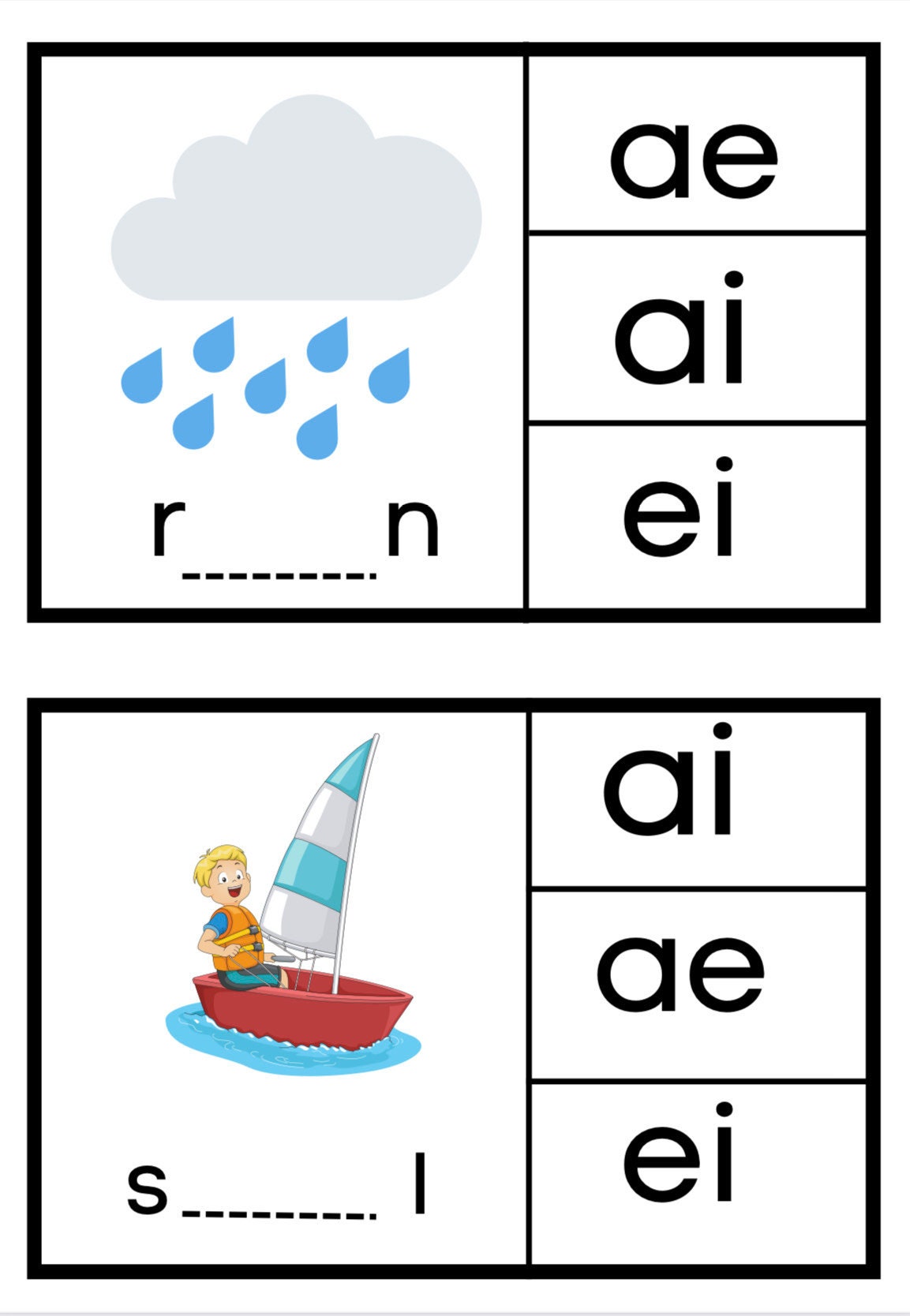 Printable Flashcards Long Vowel Sound for Kids - Etsy