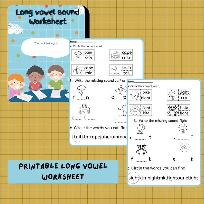 Long Vowel Sound Worksheet - Etsy