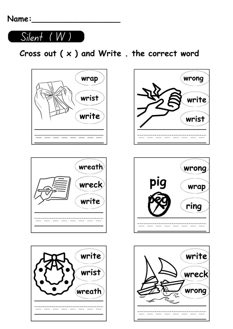 Printable Worksheet Silent Letter - Etsy