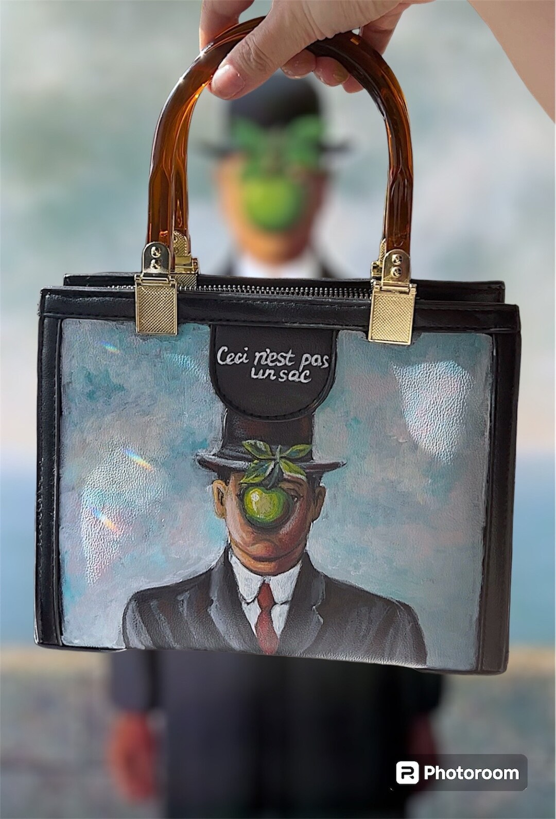 Handpainted Bag, rene Magritte , Art Bag , Art Accessories, Art Lover ...