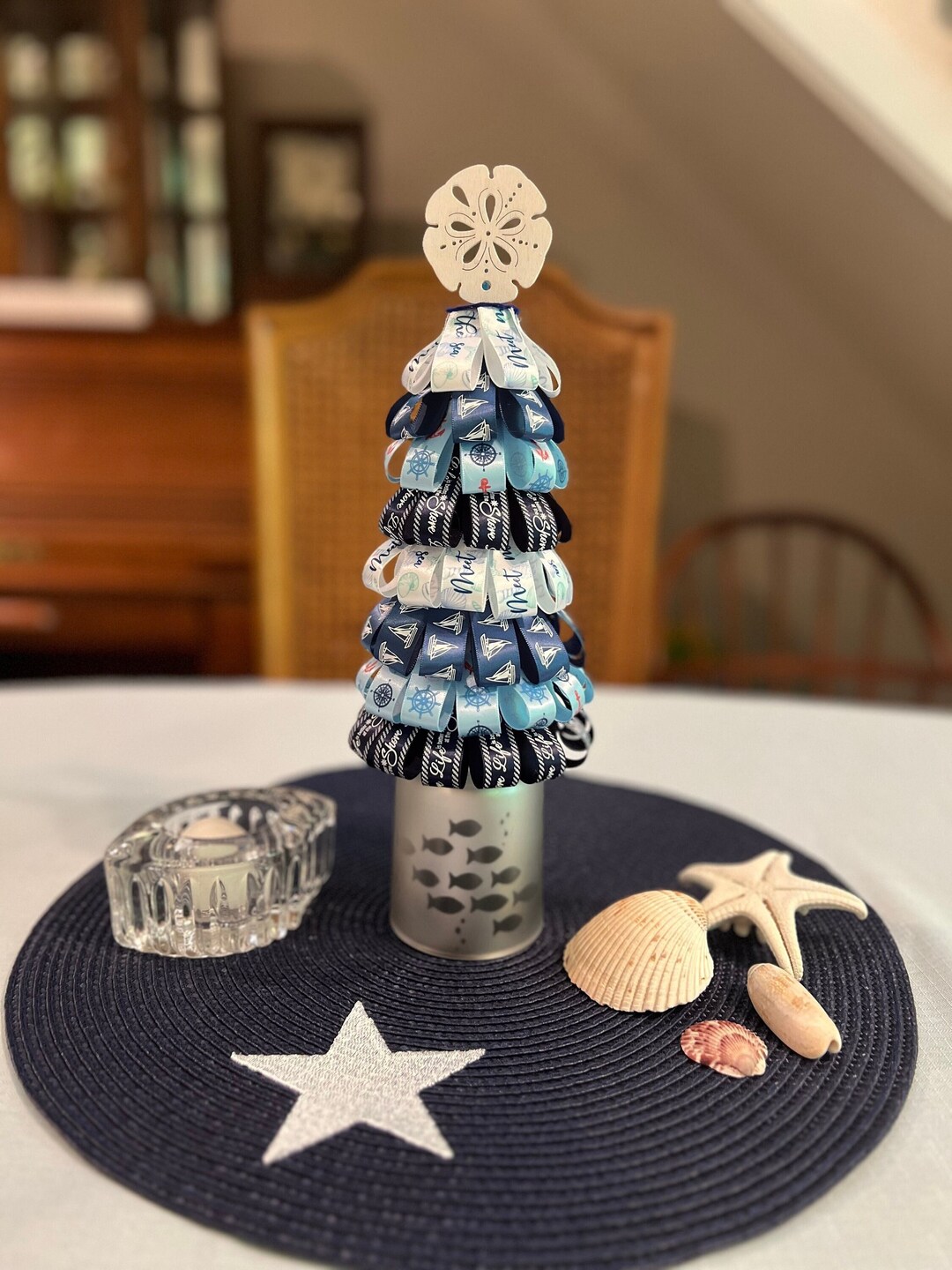 Beach Ribbon Cone Tree, Summer Tabletop Decor, - Etsy
