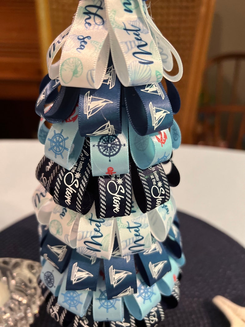 Beach Ribbon Cone Tree, Summer Tabletop Decor, - Etsy