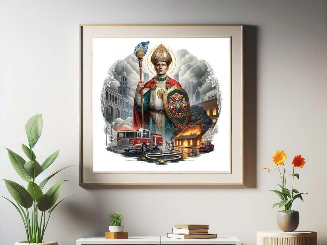 Saint Florian Digital Wall Art, Decorative Printable Graphic St ...