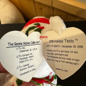 TY 1998 Holiday Teddy Beanie Baby RARE With Tag Errors - Etsy