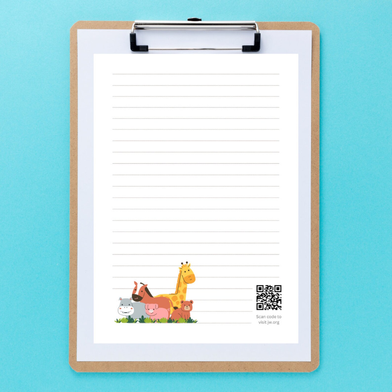 JW Letter Writing Lined Paper, A4 & A5 Digital Files of X4 Animal ...