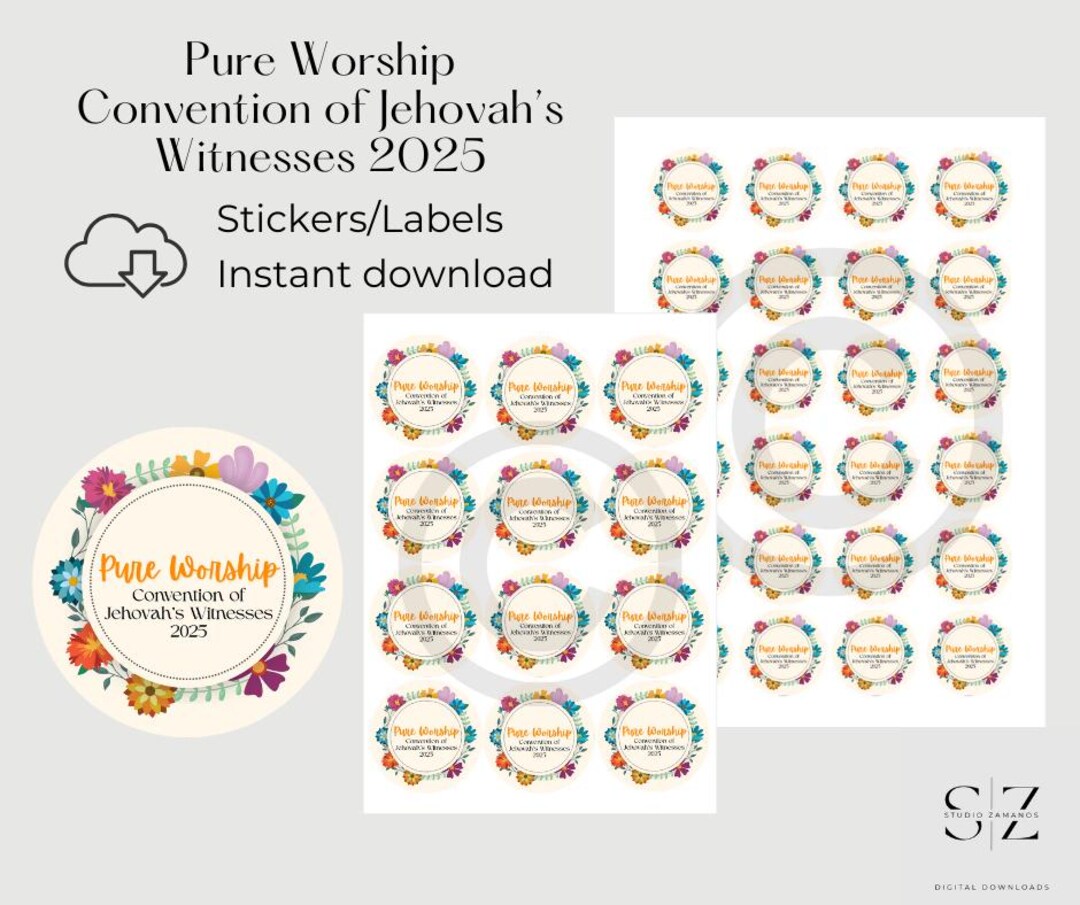 Pure Worship Convention 2025 Printable Stickers, Instant Digital ...