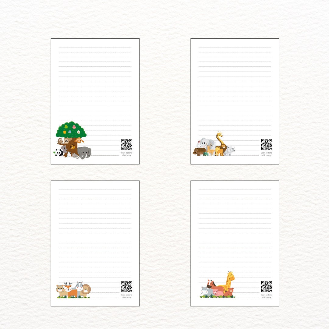 JW Letter Writing Lined Paper, A4 & A5 Digital Files of X4 Animal ...