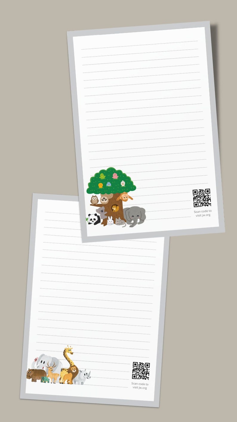JW Letter Writing Lined Paper, A4 & A5 Digital Files of X4 Animal ...