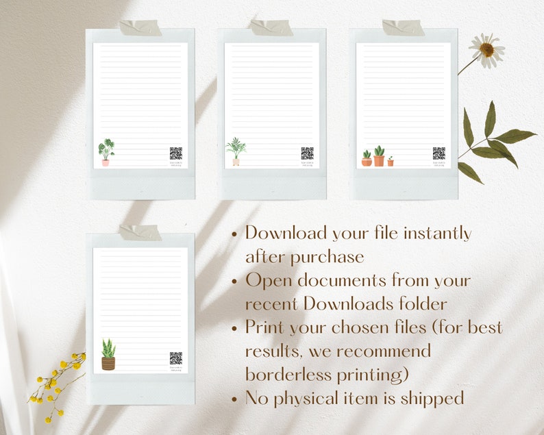 JW Letter Writing Lined Paper - A4 & A5 Digital Files of X4 Plant ...