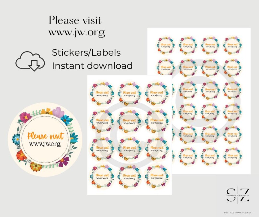 Please Visit Jw.org Envelope Stickers and Labels - Floral Design - JW ...