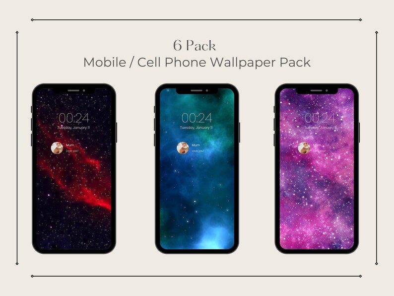 Set of 6 Space Phone Wallpapers INSTANT DOWNLOAD Digital Files ...