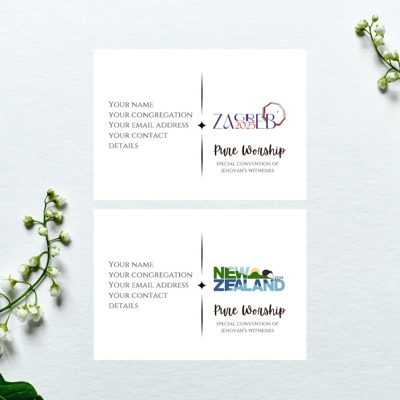 Personalised JW Contact Cards | Special Convention Printable Gift ...