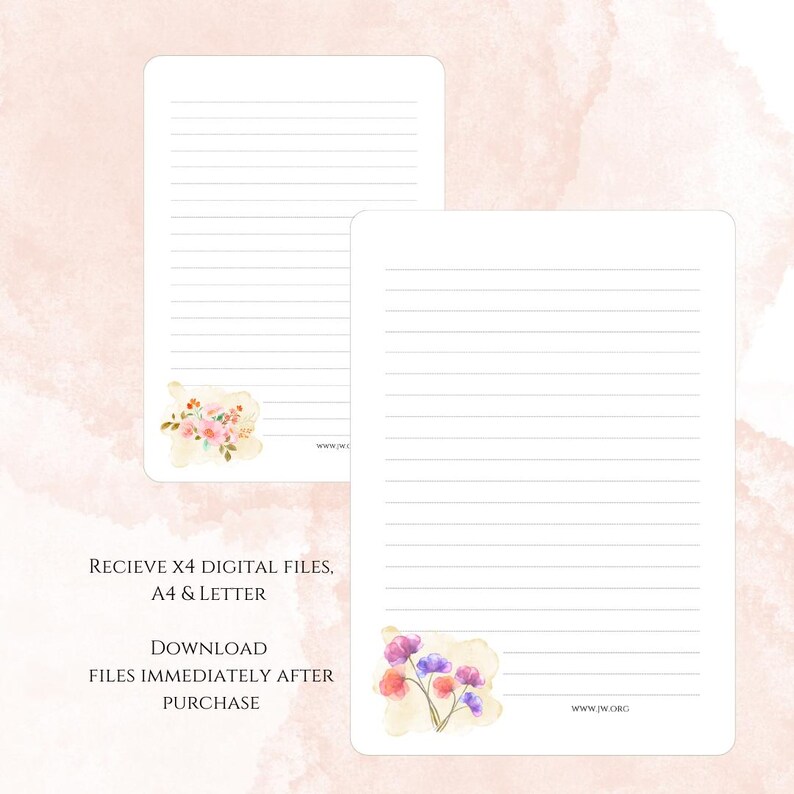 JW Letter Writing Stationary Paper - A4, Letter Digital Files of X2 ...