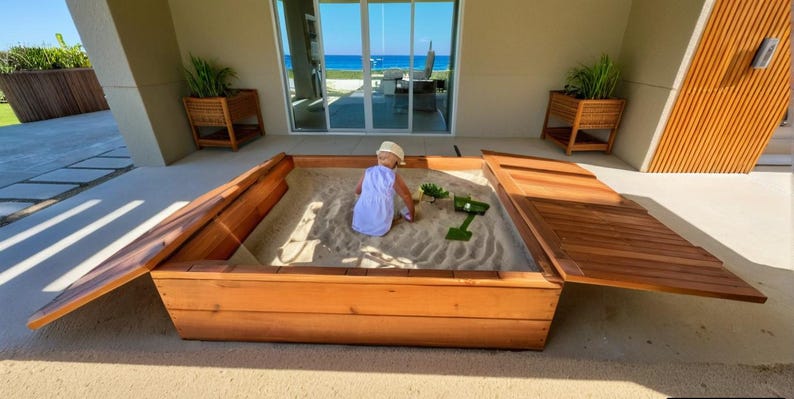 Sandbox With Lid,sandbox Plan With Canopy and Benches, Backyard DIY ...