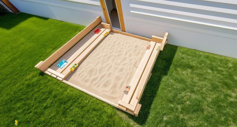 Sand Box With Built-in Seats,sandbox Plan With Canopy and Benches ...