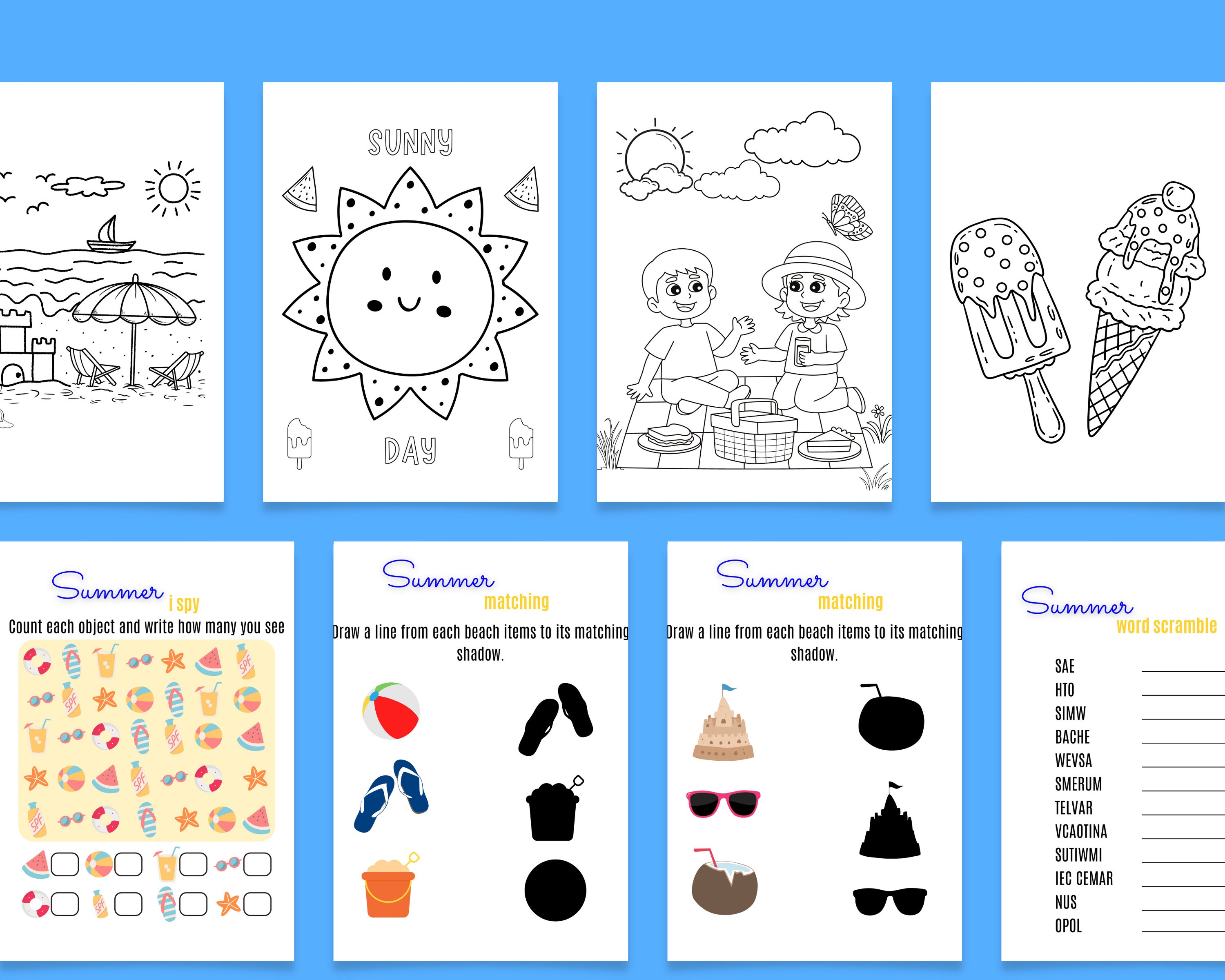 Summer Worksheets for Kids Printable Learning Activities Summer ...