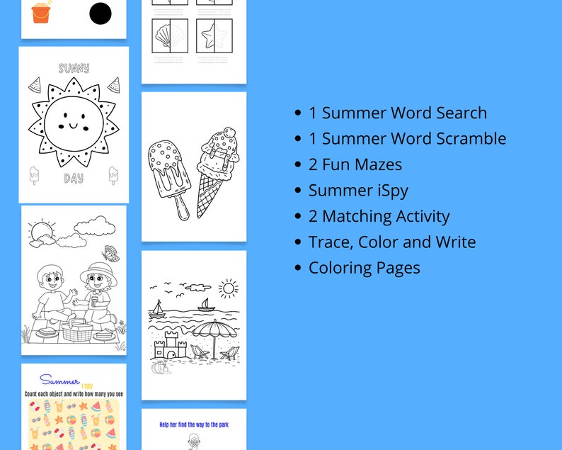 Summer Worksheets for Kids Printable Learning Activities Summer ...