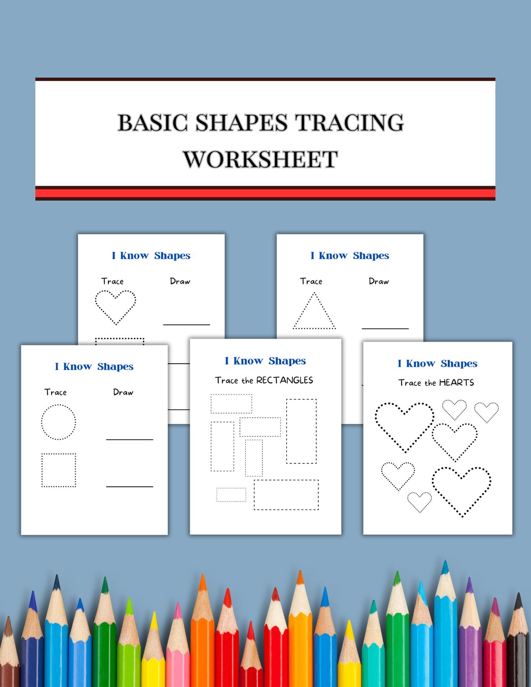 Preschool Shape Tracing, Basic Shape Tracing, Shape Tracing Worksheets ...