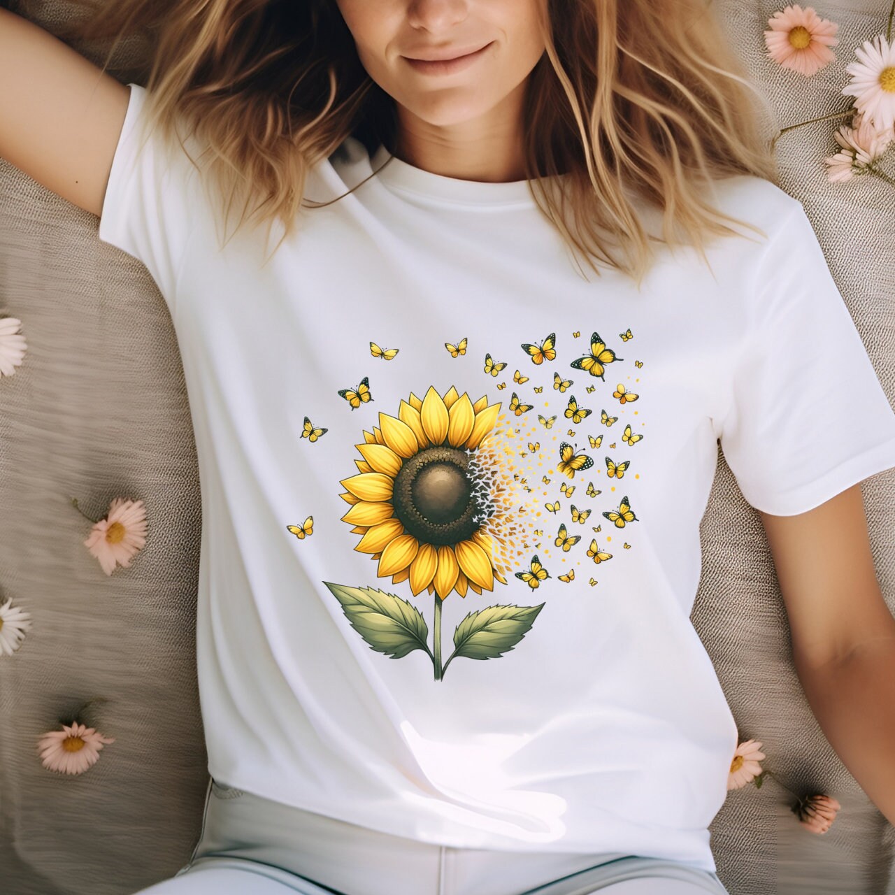 Sunflower Floral Shirts - Vintage Style Yellow Flower Top, Sunflower ...
