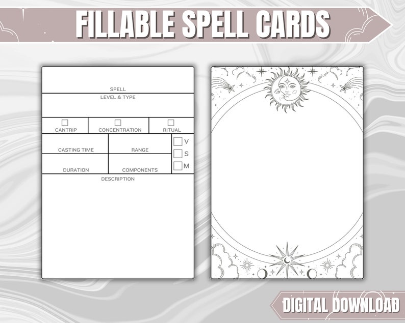 DND Spell Cards ENGLISH VERSION | Dungeons and Dragons 5th Edition ...