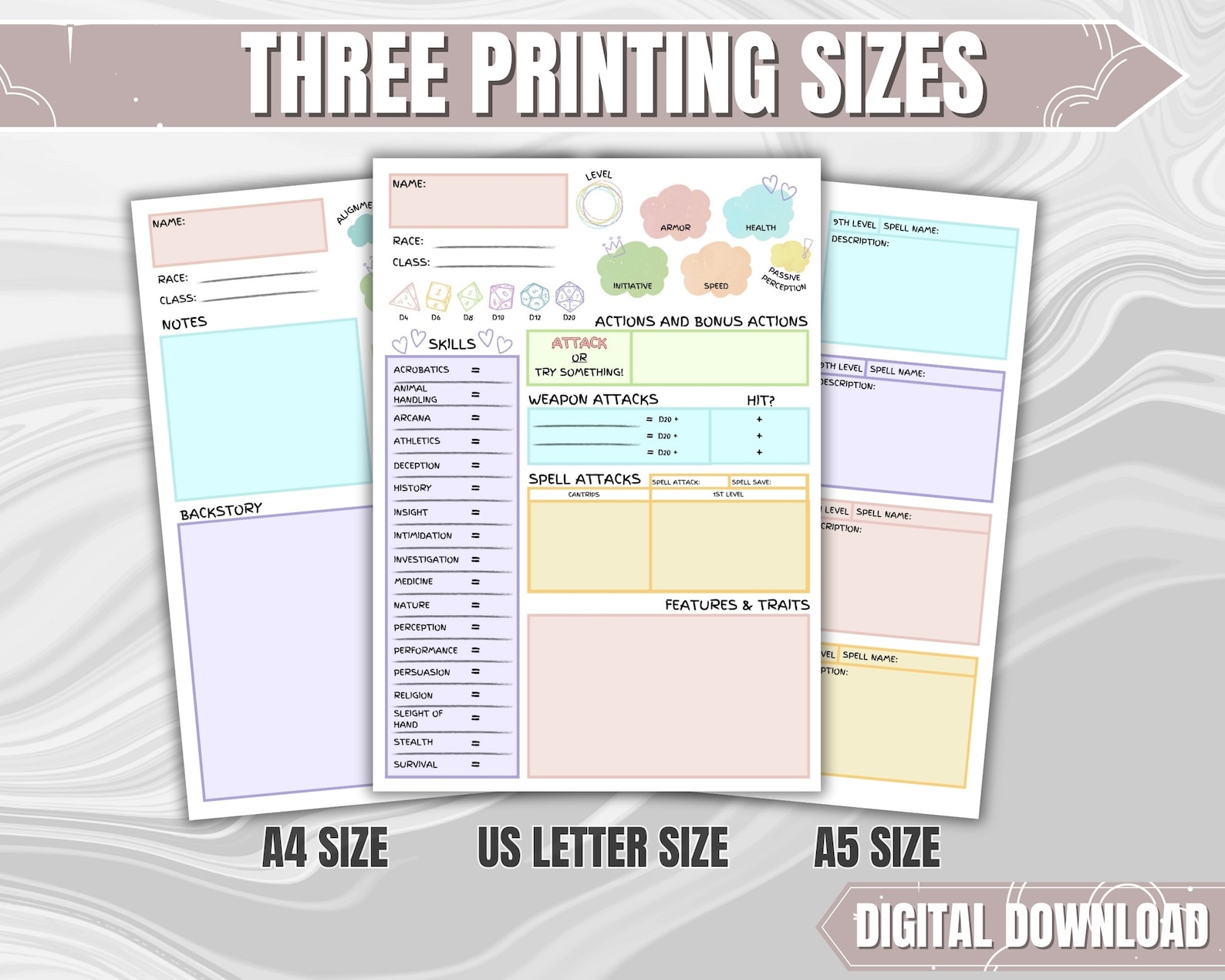 Simplified DND Character Sheet | Easy Kid-friendly Dungeons and Dragons ...