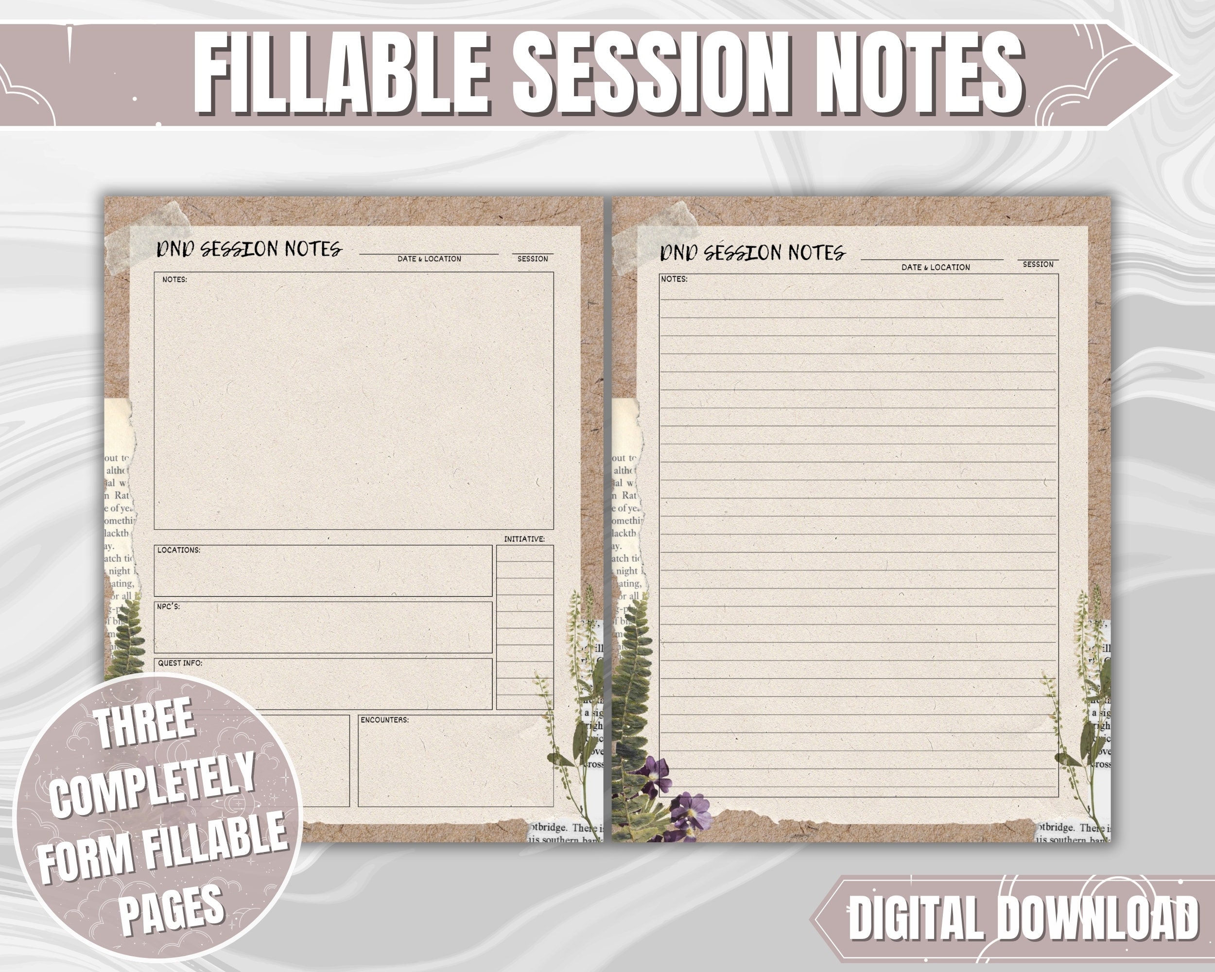 DND Session Notes Scrapbook Style | Dungeons and Dragons 5th Edition ...