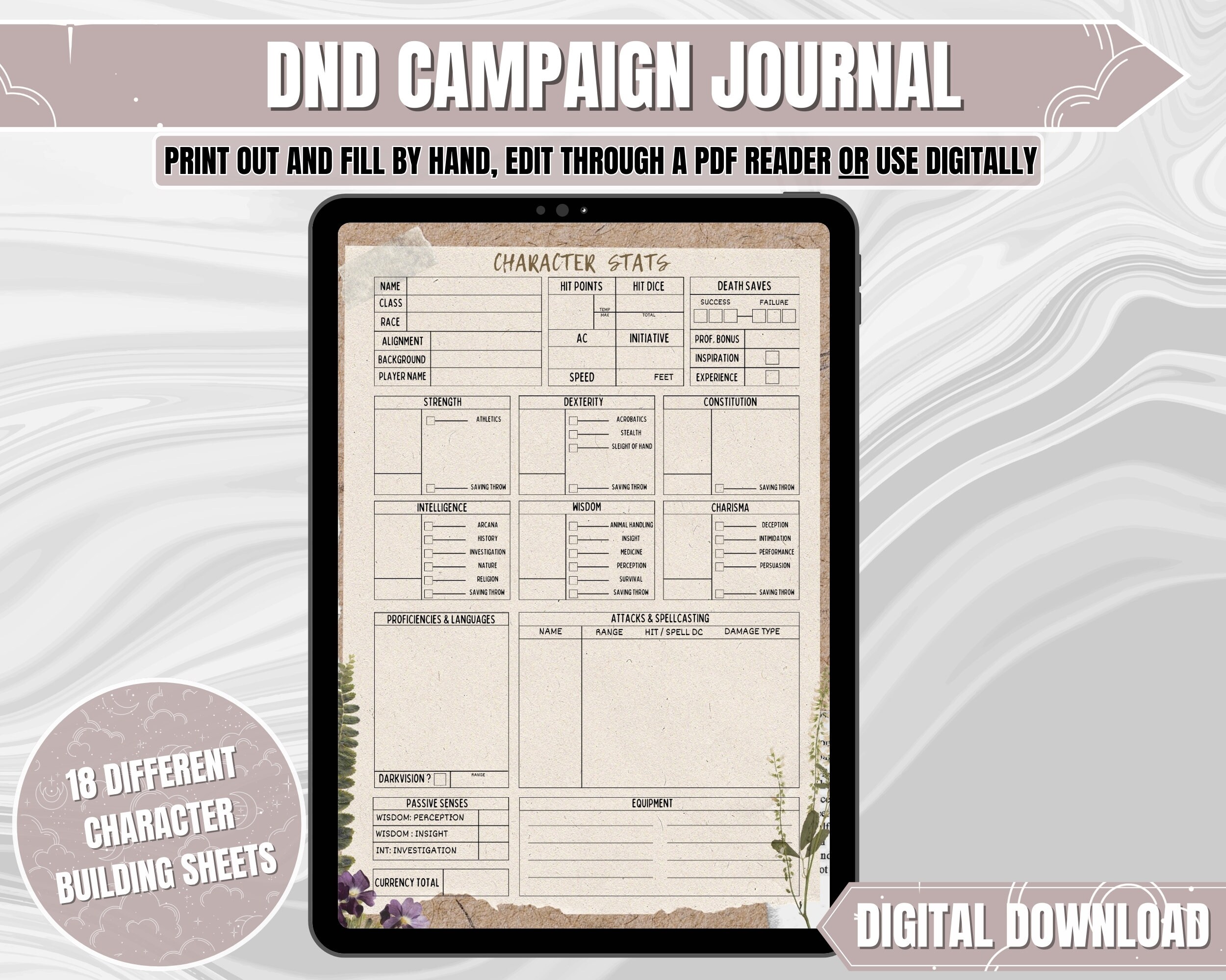 Dnd Character Journal dungeons and Dragons 5th Edition Scrapbook Style ...