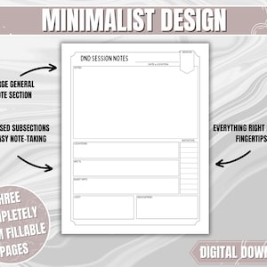 Minimalist Session Notes | Dungeons and Dragons 5th Edition PDF Form ...