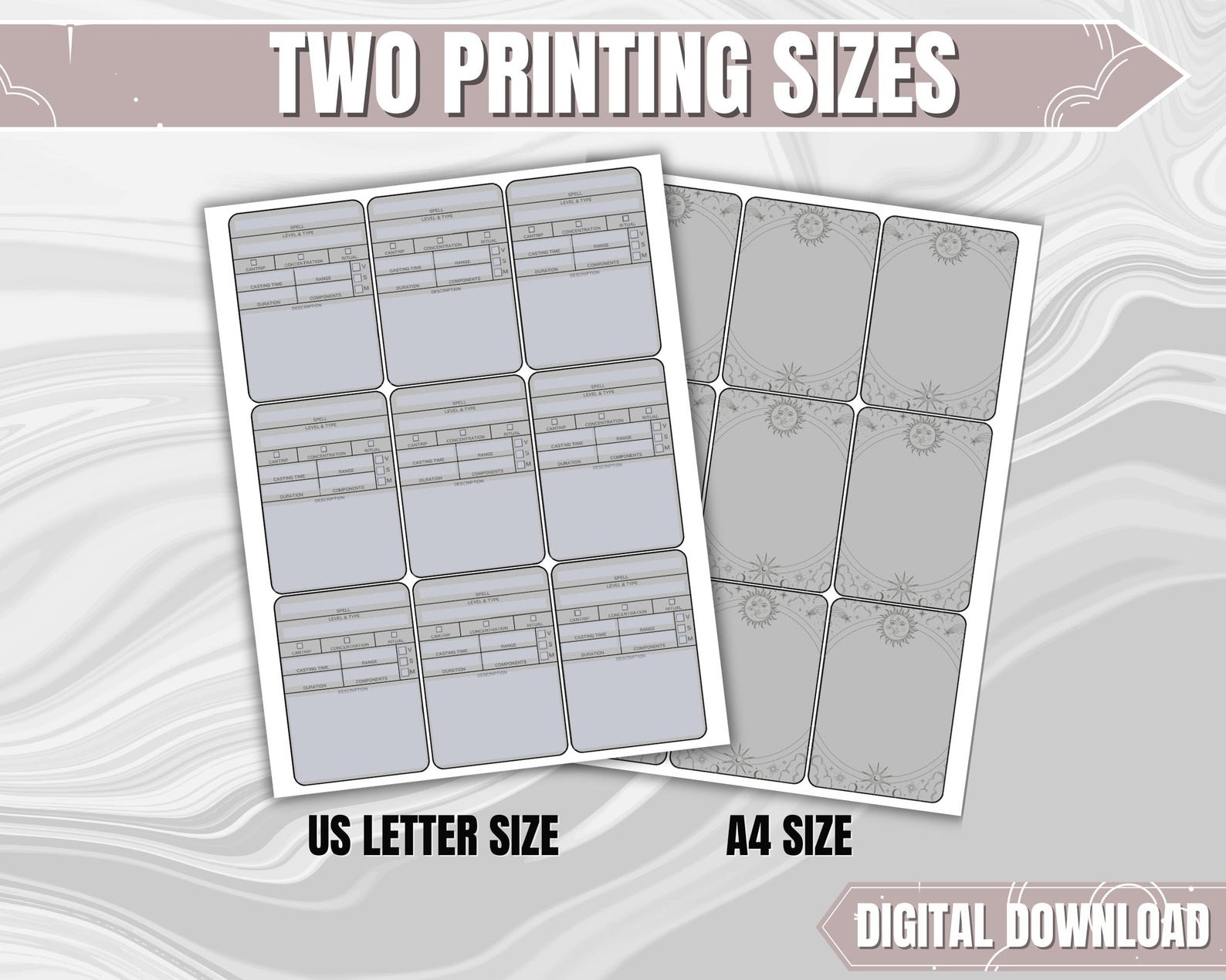 Gray DND Spell Cards ENGLISH VERSION | Dungeons and Dragons 5th Edition ...