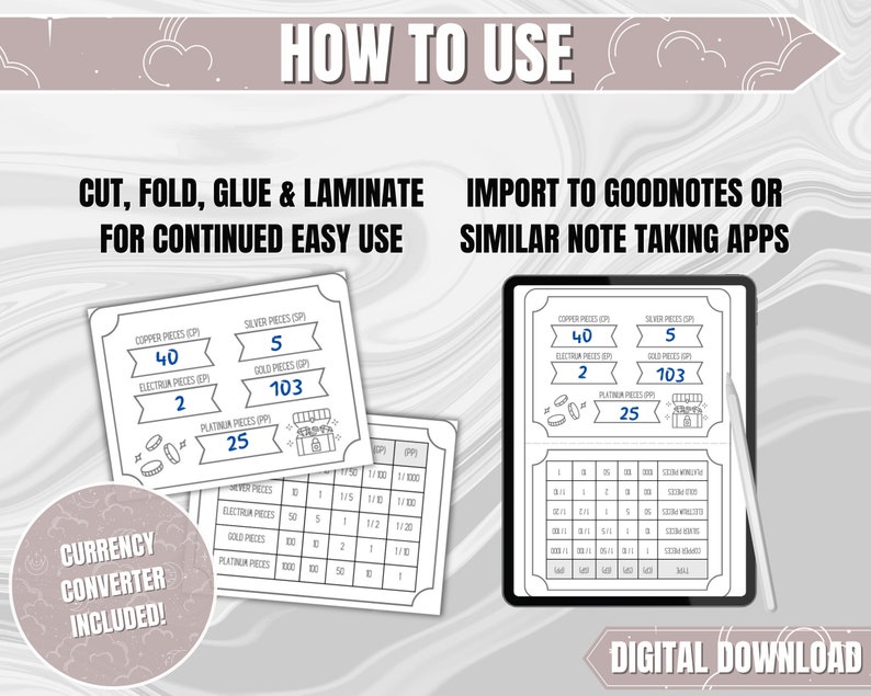 DND Currency and Inventory Aid | Dungeons and Dragons 5th Edition PDF ...