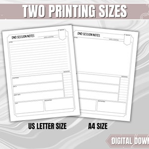 Minimalist Session Notes | Dungeons and Dragons 5th Edition PDF Form ...