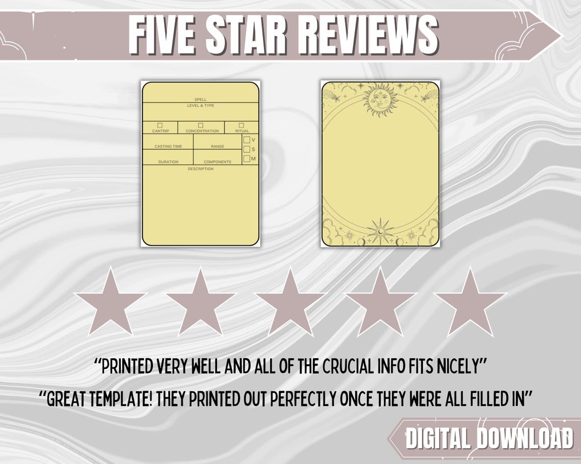 Yellow DND Spell Cards ENGLISH VERSION | Dungeons and Dragons 5th ...