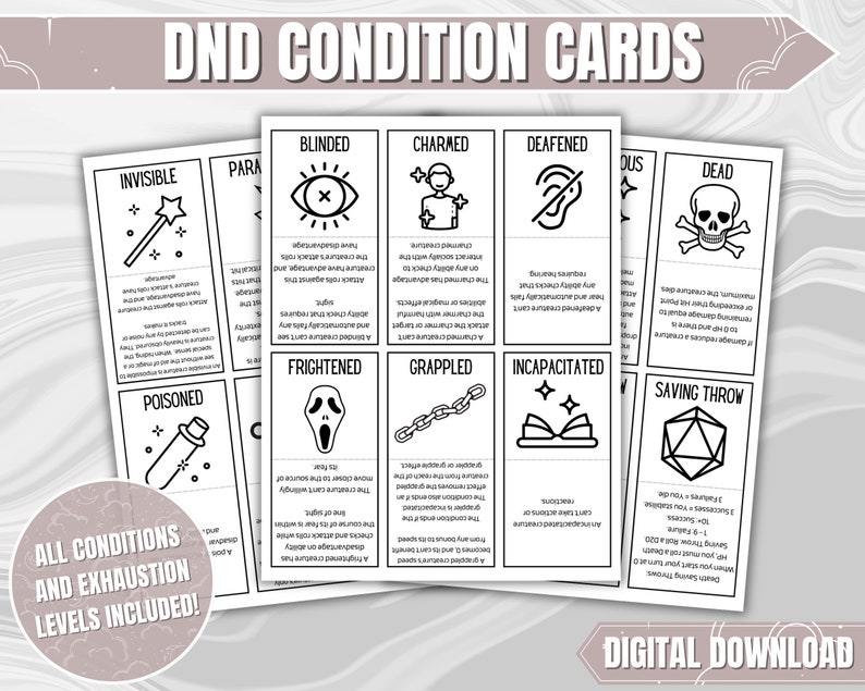 DND Condition Cards | Dungeons and Dragons 5th Edition PDF Printable ...