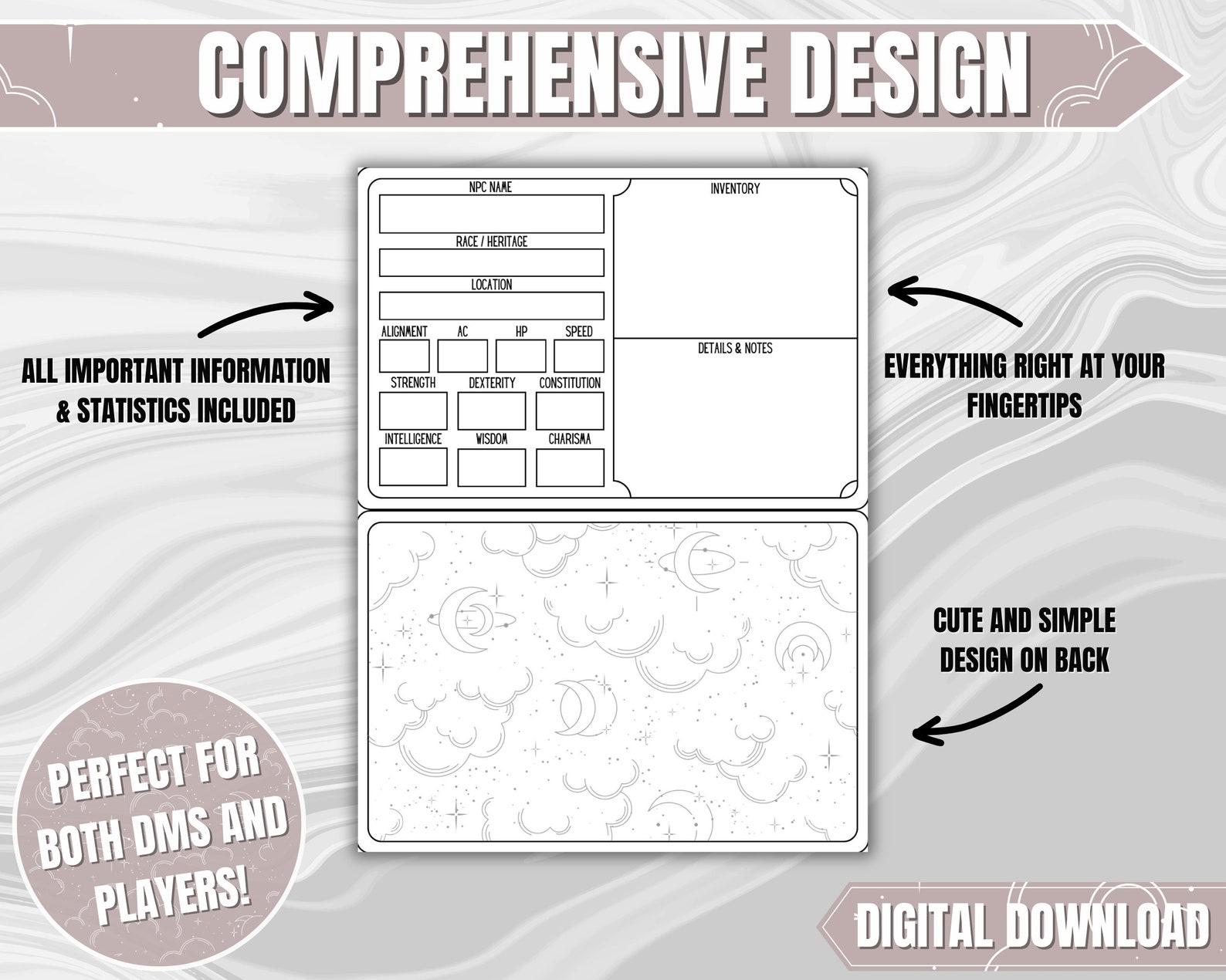 DND NPC Tracker Cards | Dungeons and Dragons 5th Edition Blank Pdf ...