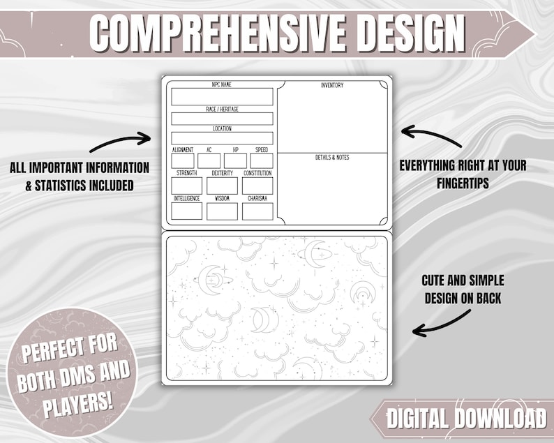 DND NPC Tracker Cards | Dungeons and Dragons 5th Edition Blank Pdf ...
