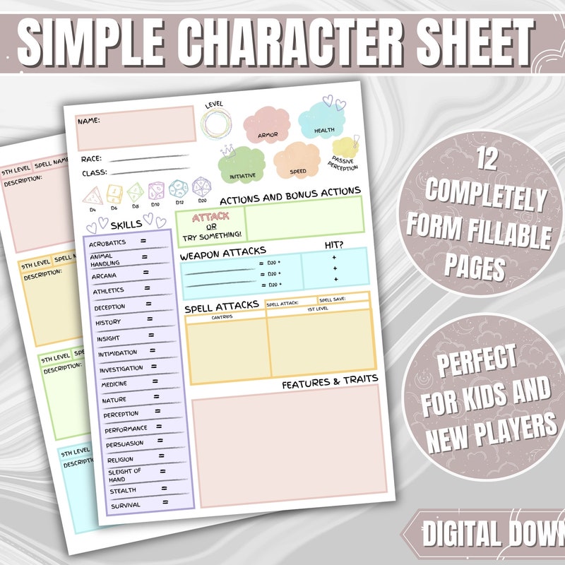 Dnd 5e 2024 character sheet fillable pdf - Etsy Italia