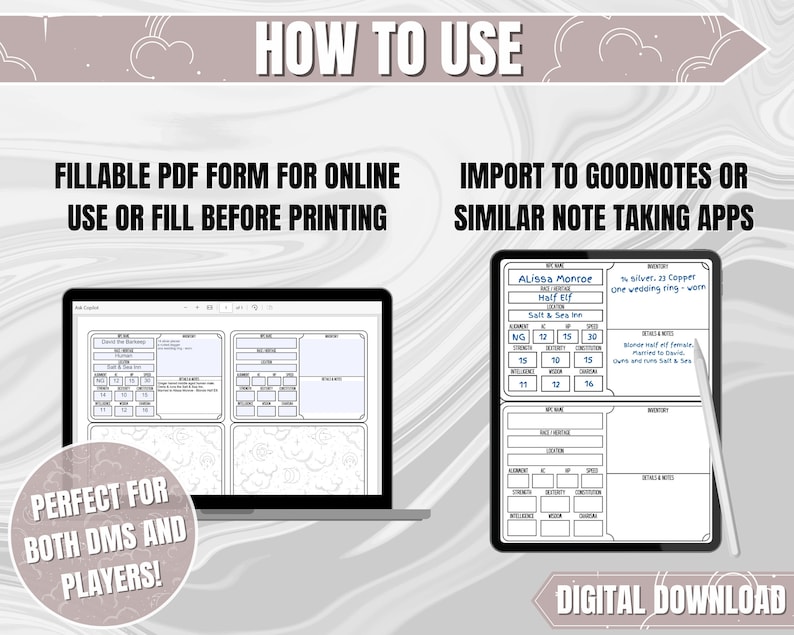 DND NPC Tracker Cards | Dungeons and Dragons 5th Edition Blank Pdf ...
