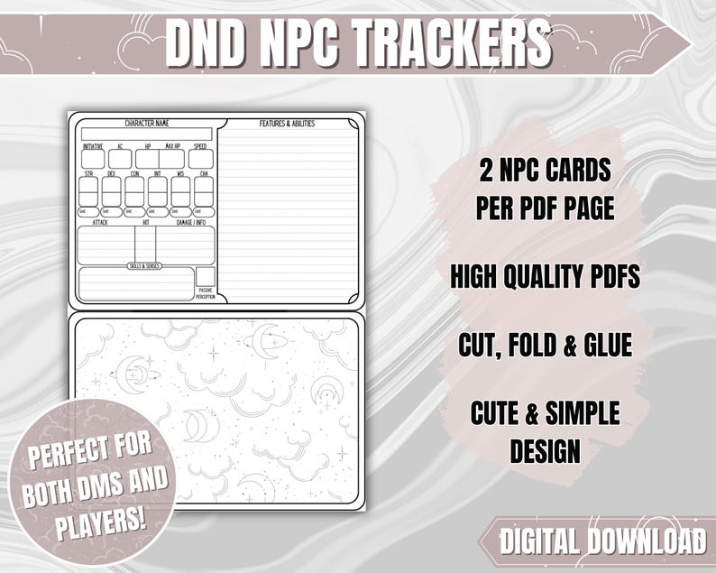 DND NPC Tracker Cards | Dungeons and Dragons 5th Edition Blank Pdf ...