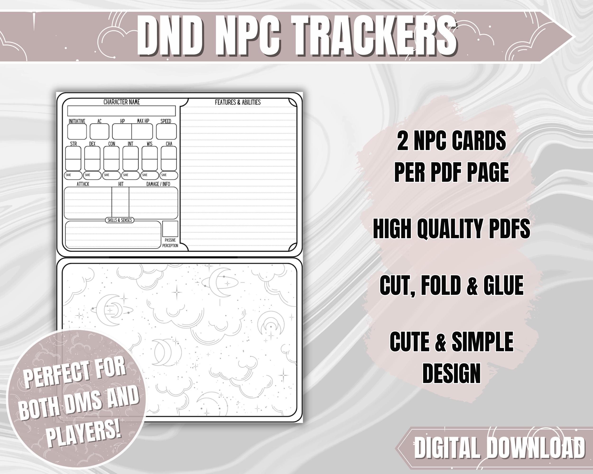 DND NPC Tracker Cards | Dungeons and Dragons 5th Edition Blank Pdf ...