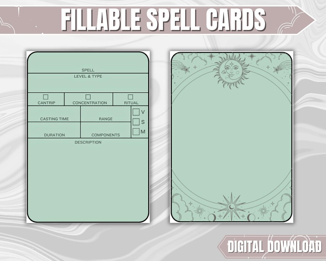 Aqua DND Spell Cards ENGLISH VERSION | Dungeons and Dragons 5th Edition ...