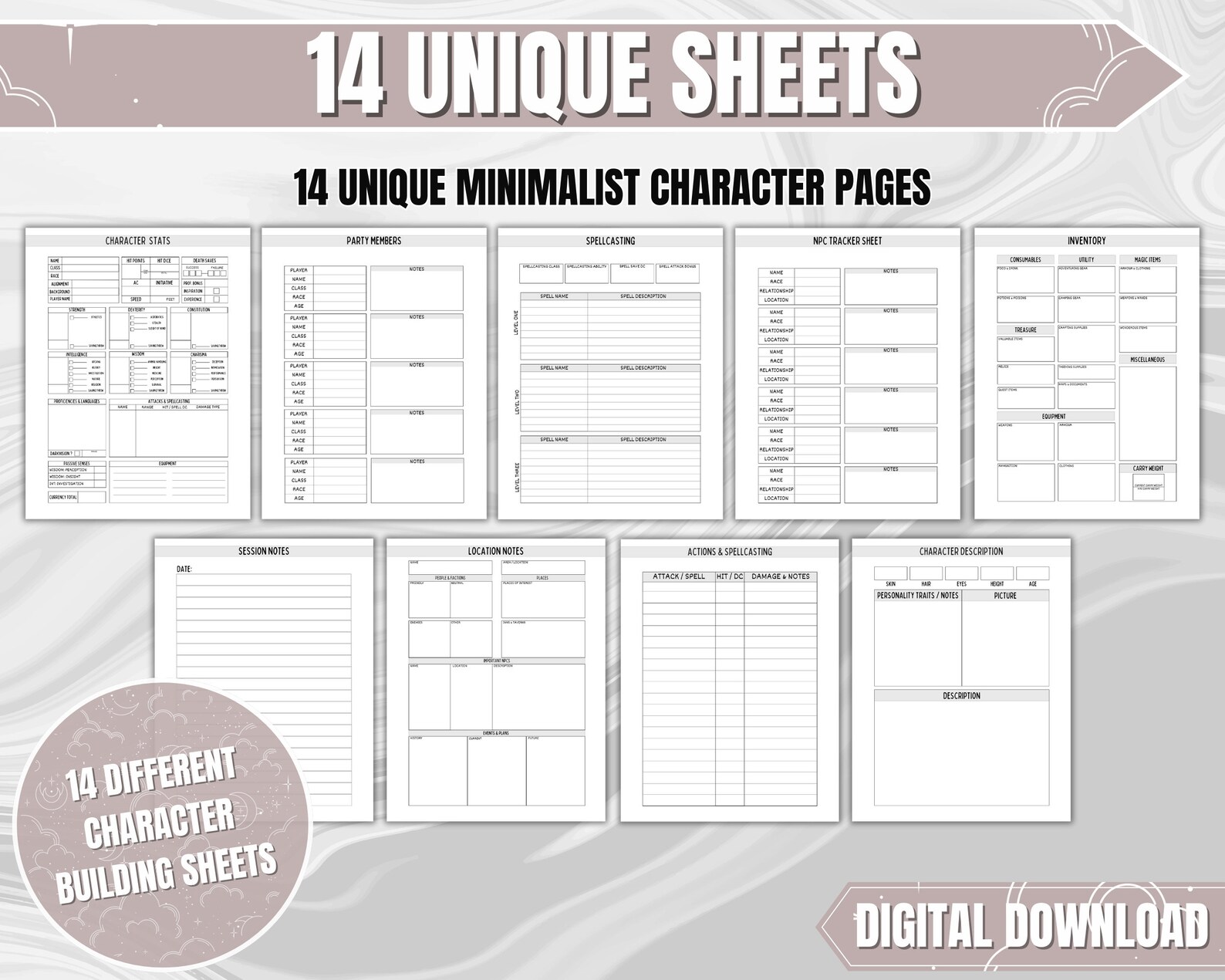 DND 5e Character Journal Bundle | Dungeons and Dragons 5th Edition ...
