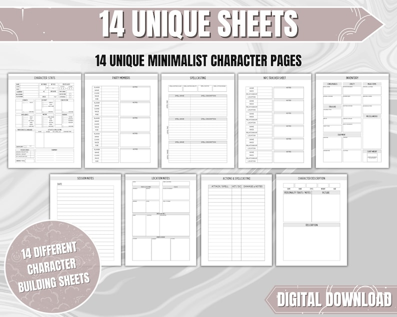 DND 5e Character Journal Bundle | Dungeons and Dragons 5th Edition ...