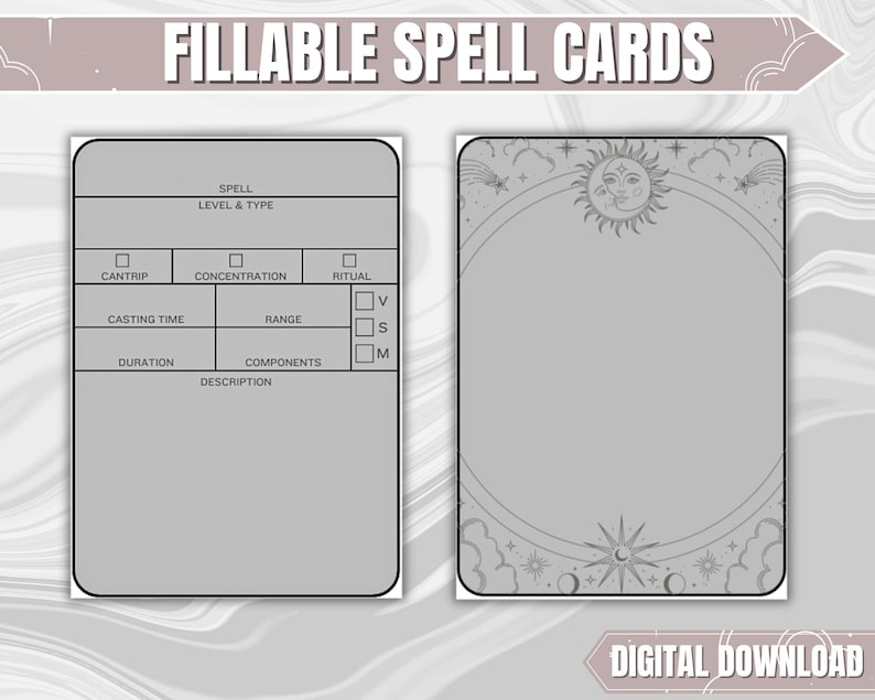 Gray DND Spell Cards ENGLISH VERSION | Dungeons and Dragons 5th Edition ...