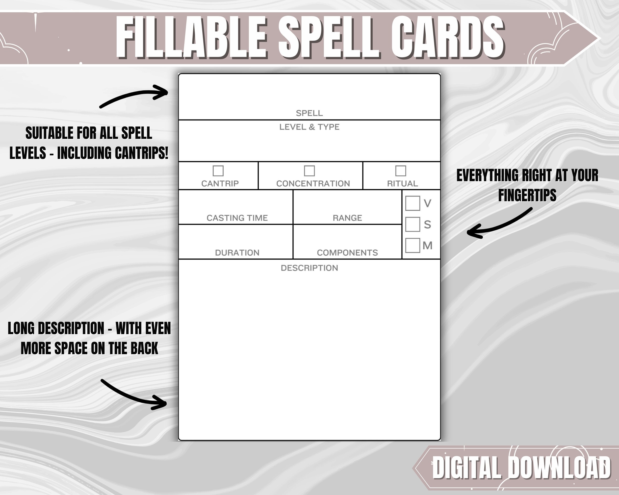 DND Spell Cards ENGLISH VERSION | Dungeons and Dragons 5th Edition ...