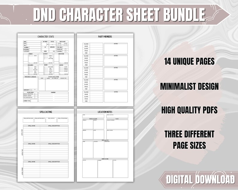 DND 5e Character Journal Bundle | Dungeons and Dragons 5th Edition ...