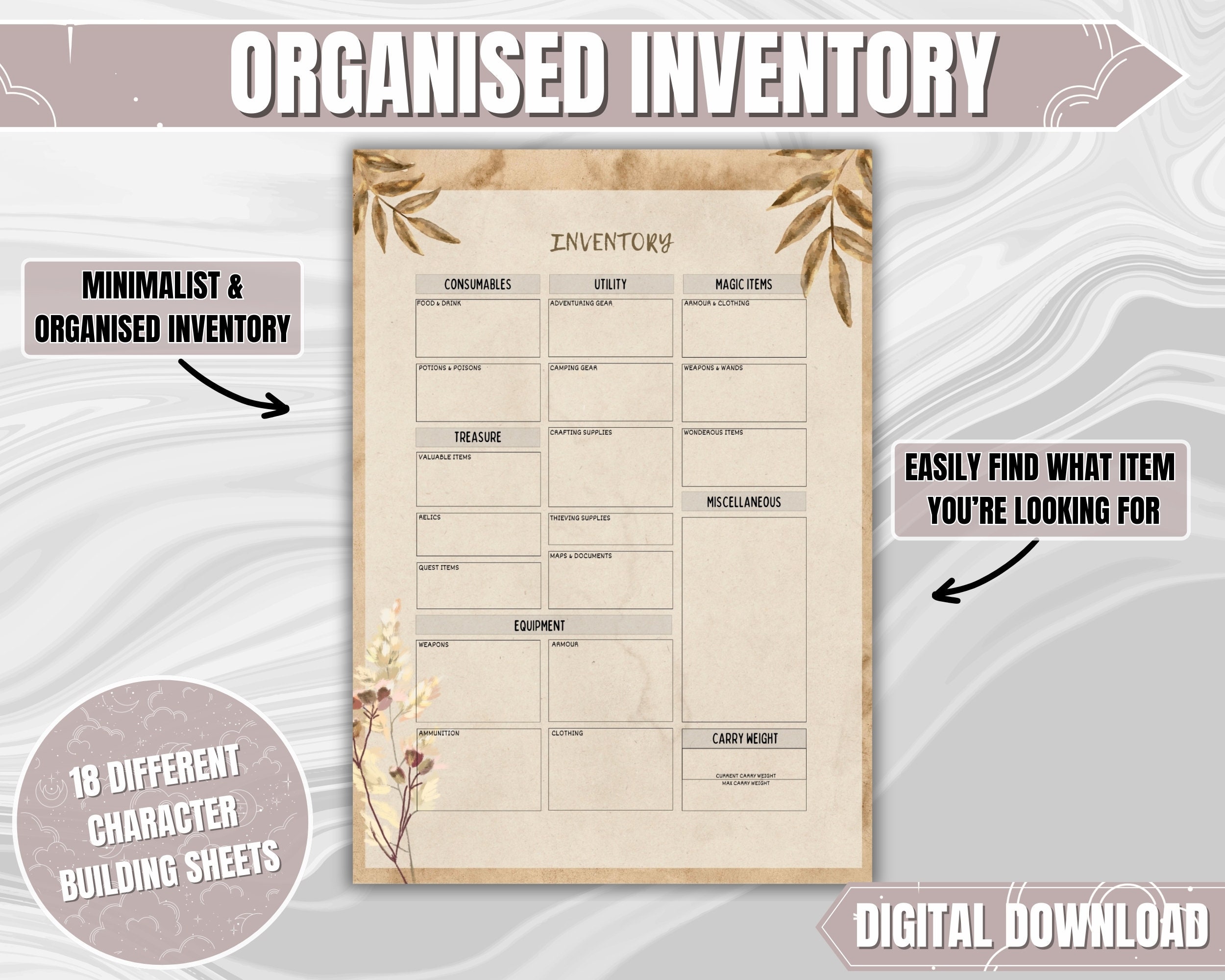 Dnd Character Journal |dungeons and Dragons 5th Edition Scrapbook Style ...